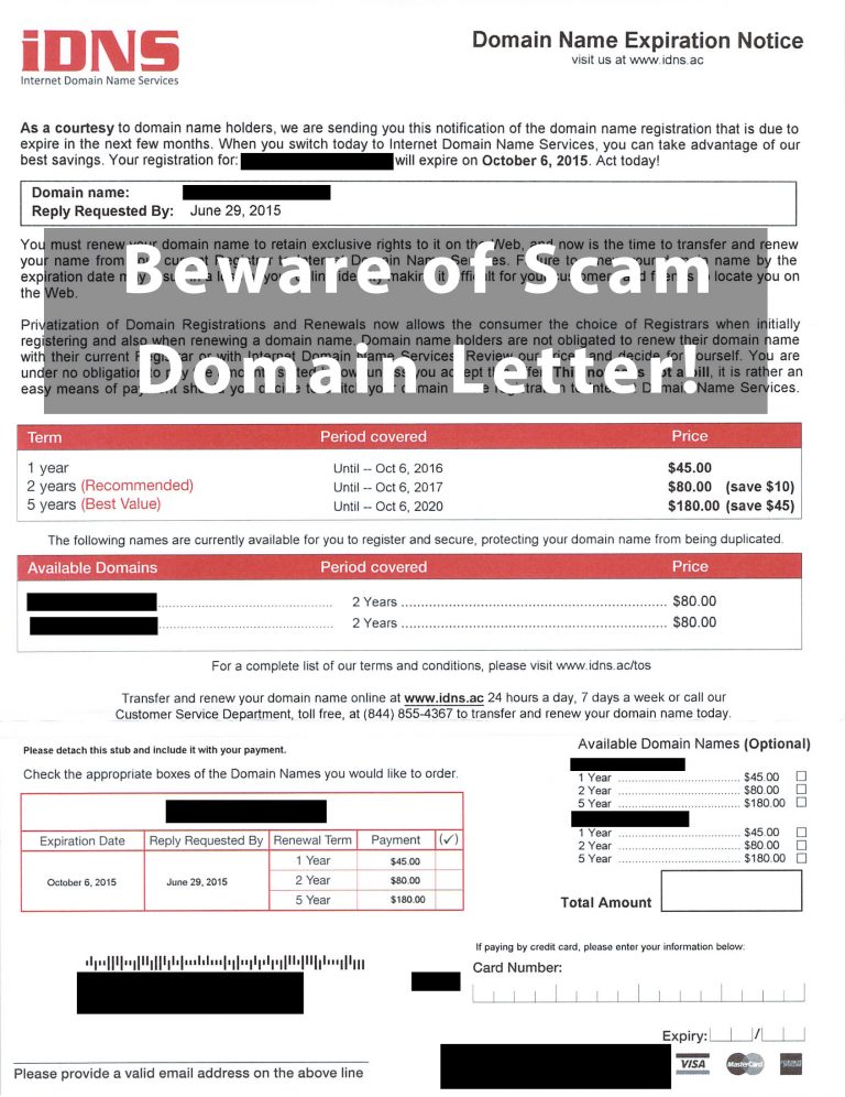 Customer Alert iDNS Domain Registrar Scam - Premier Website Design ...
